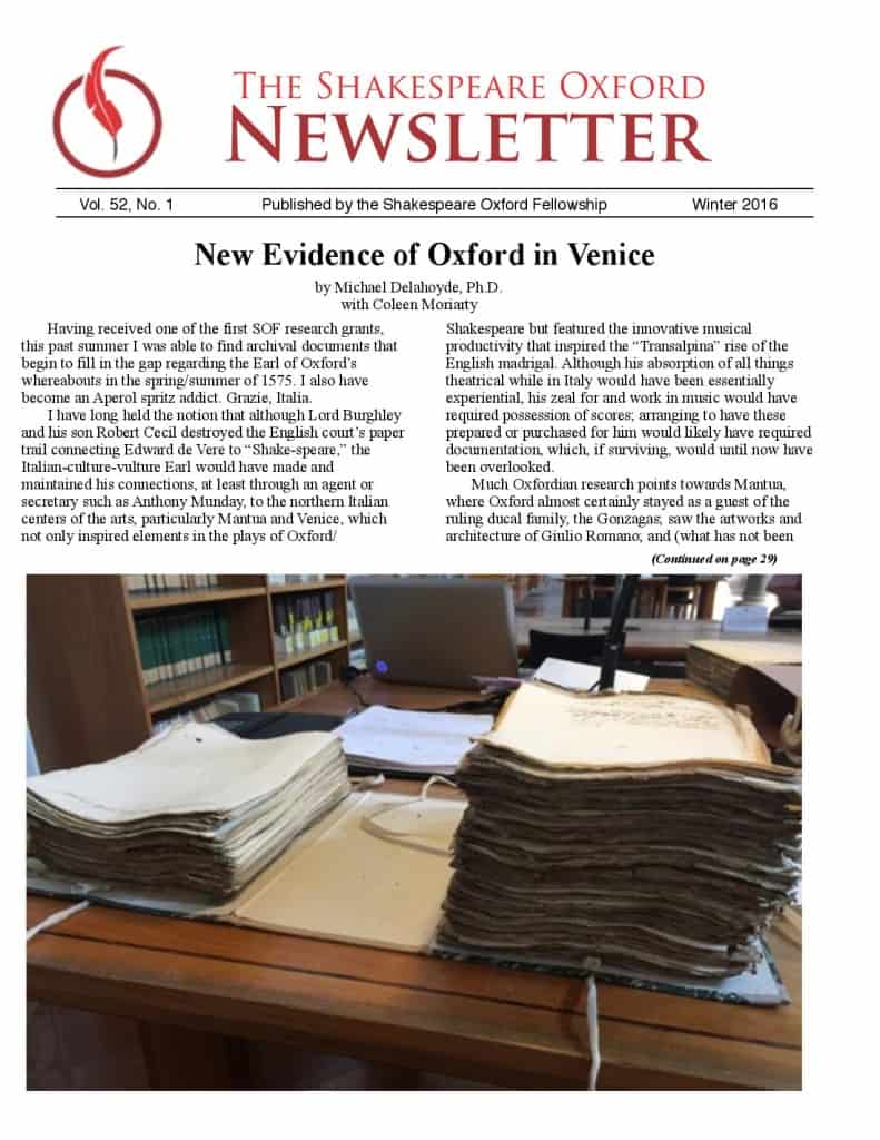 Winter 2016 Shakespeare Oxford Newsletter Now Available | Shakespeare ...